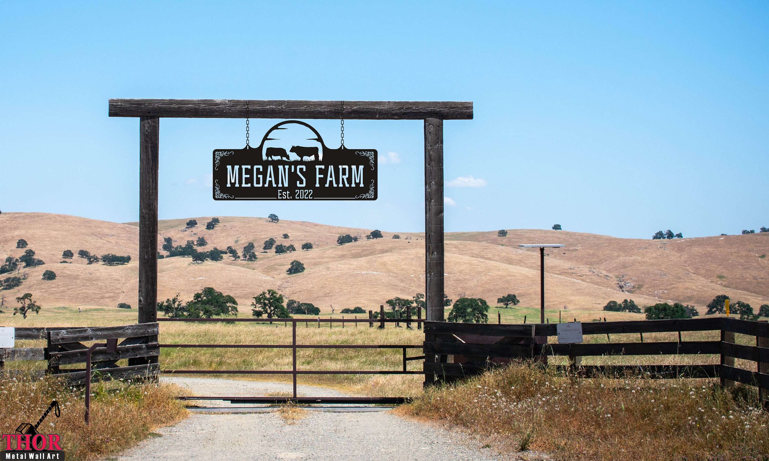 Property Sign, Personalized Metal Farm Sign, Metal Gates Sign, Farm ...