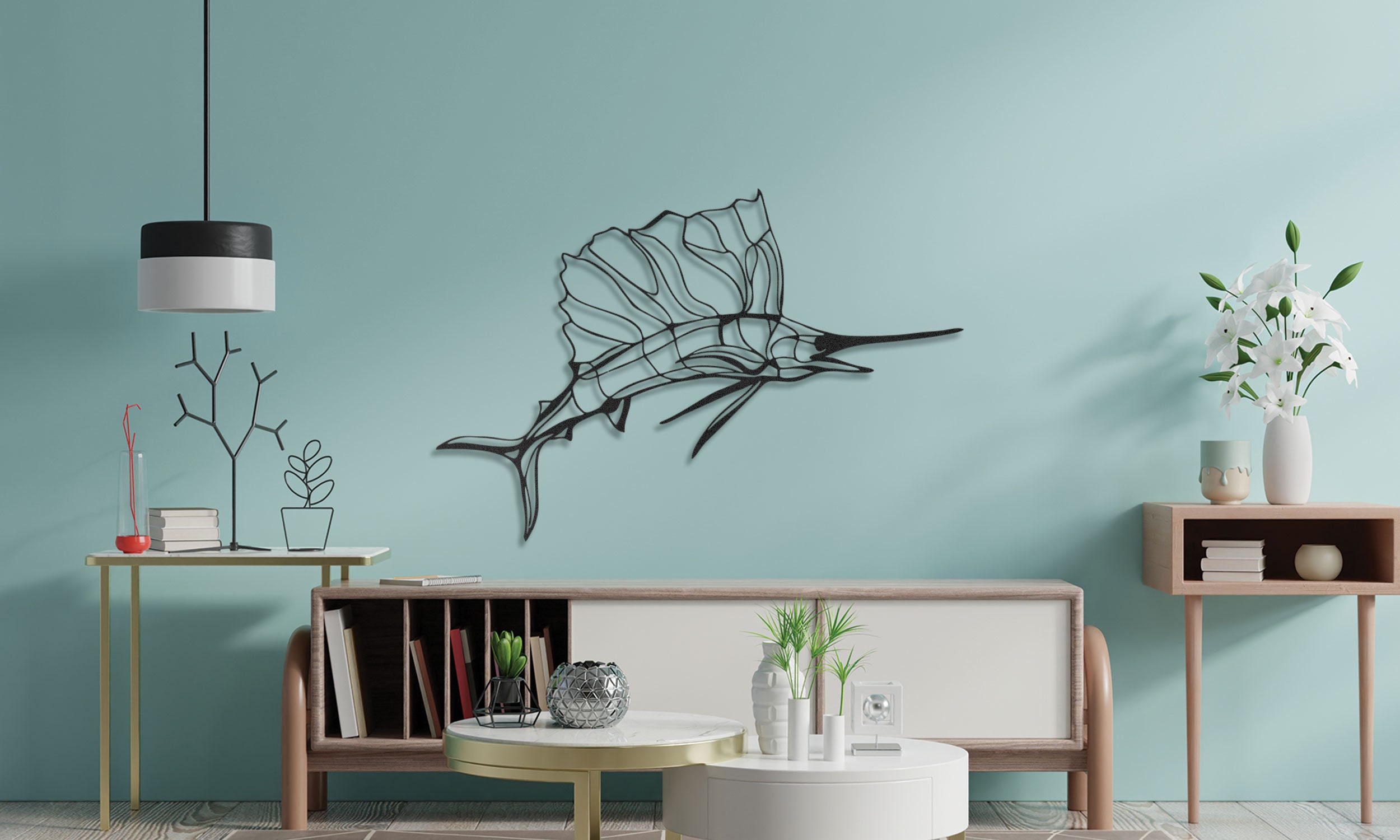 Swordfish Metal Wall Art: Lake House Decor (38.0"x25.0") - Etsy