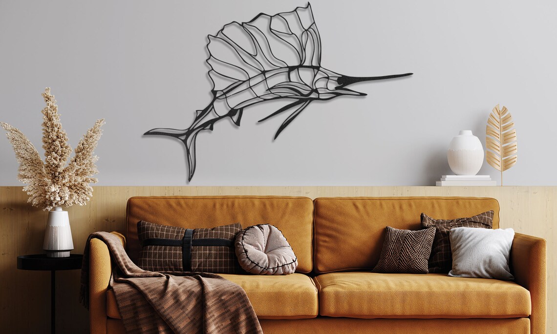 Swordfish Metal Wall Art: Lake House Decor (38.0"x25.0") - Etsy