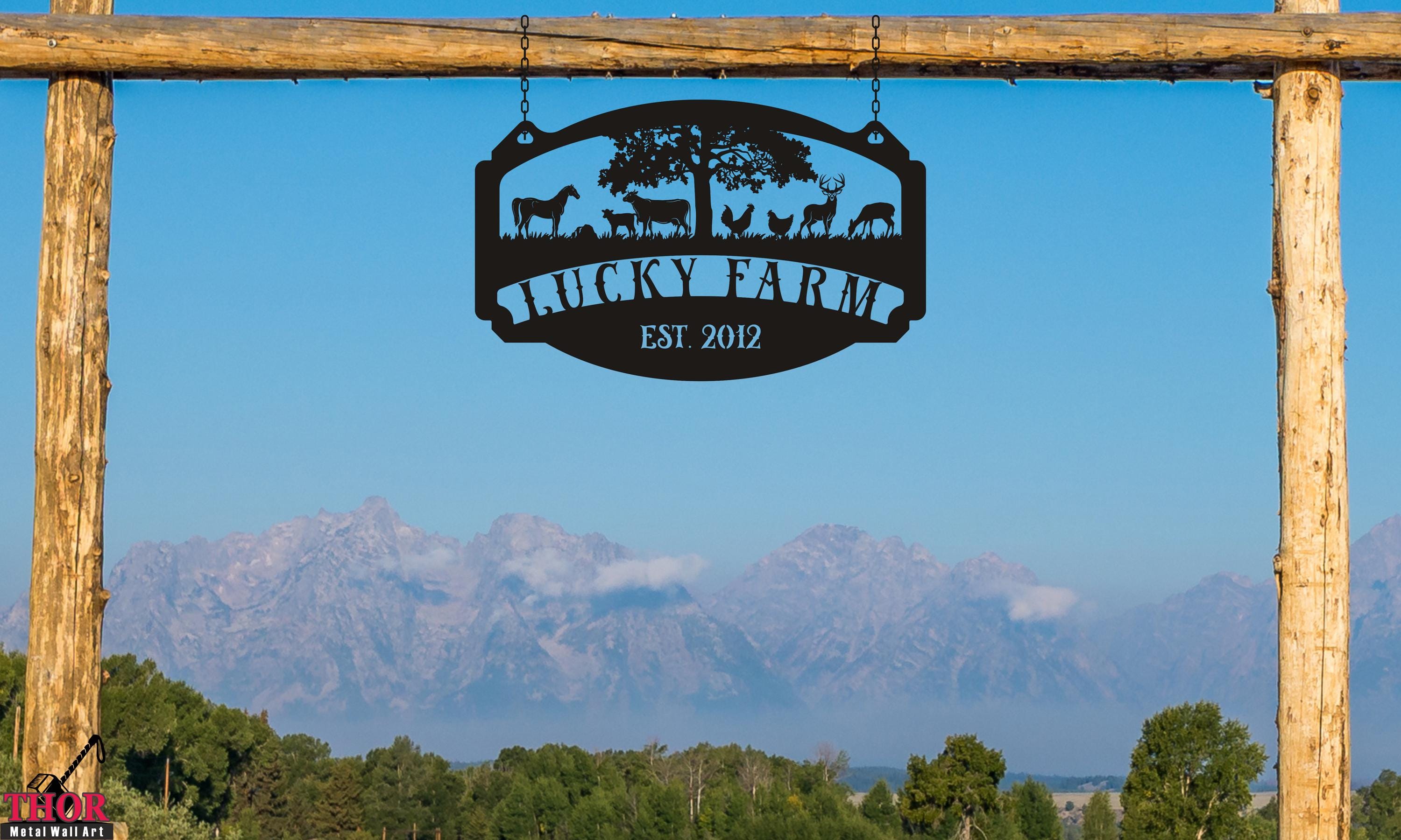 Personalized Metal Farm Sign, Ranch Gate Ornament, Barn Decor - Etsy