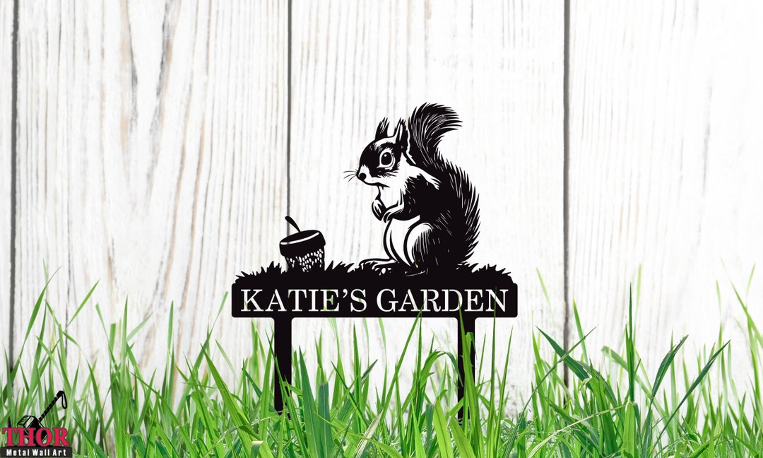 Funny Squirrel Signs,squirrel Garden Decoration, Metal Art Garden Signs ...