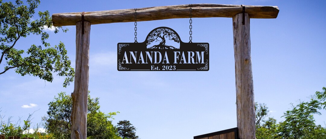 Custom Farm Gate Sign, Personalized Ranch Entrance Metal Sign ...