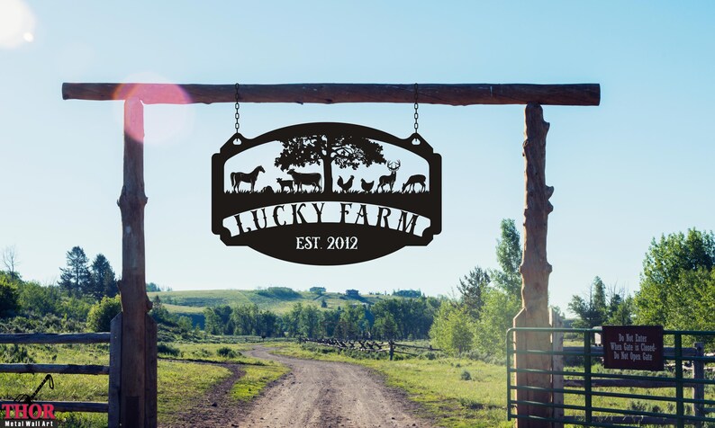 Personalized Metal Farm Sign, Ranch Gate Ornament, Barn Decor - Etsy