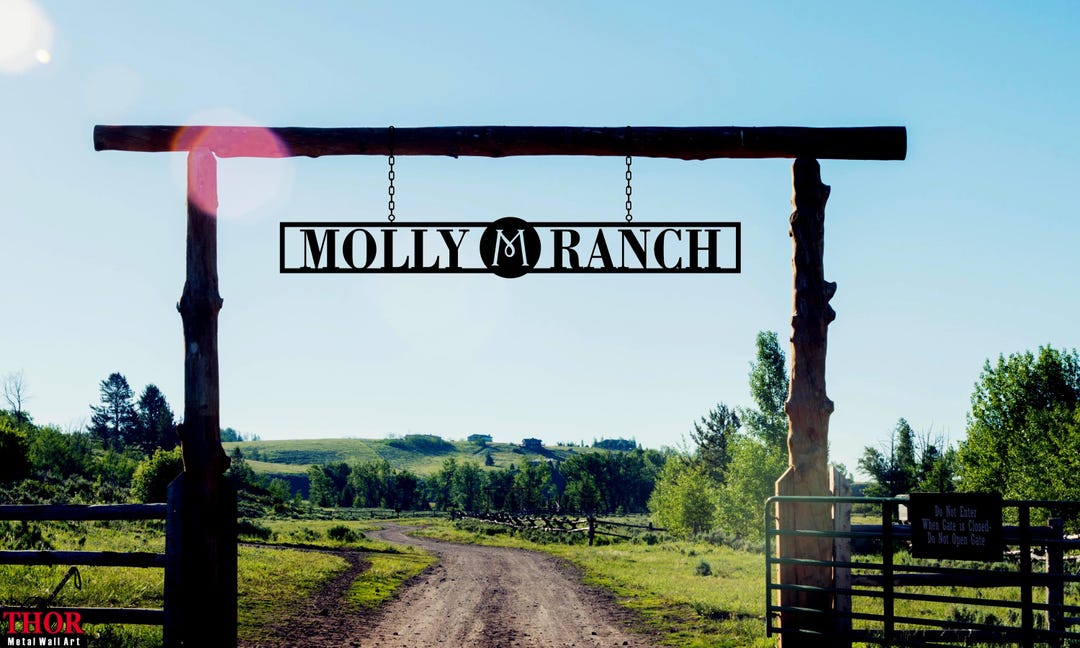 Custom Metal Ranch Entrance Sign, Personalized Farm Gate Decor, Western ...
