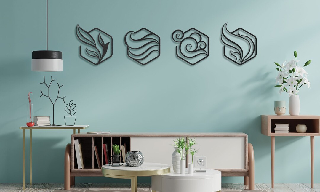 Four Elements Metal Wall Art Set, Geometric Home Decor - Etsy