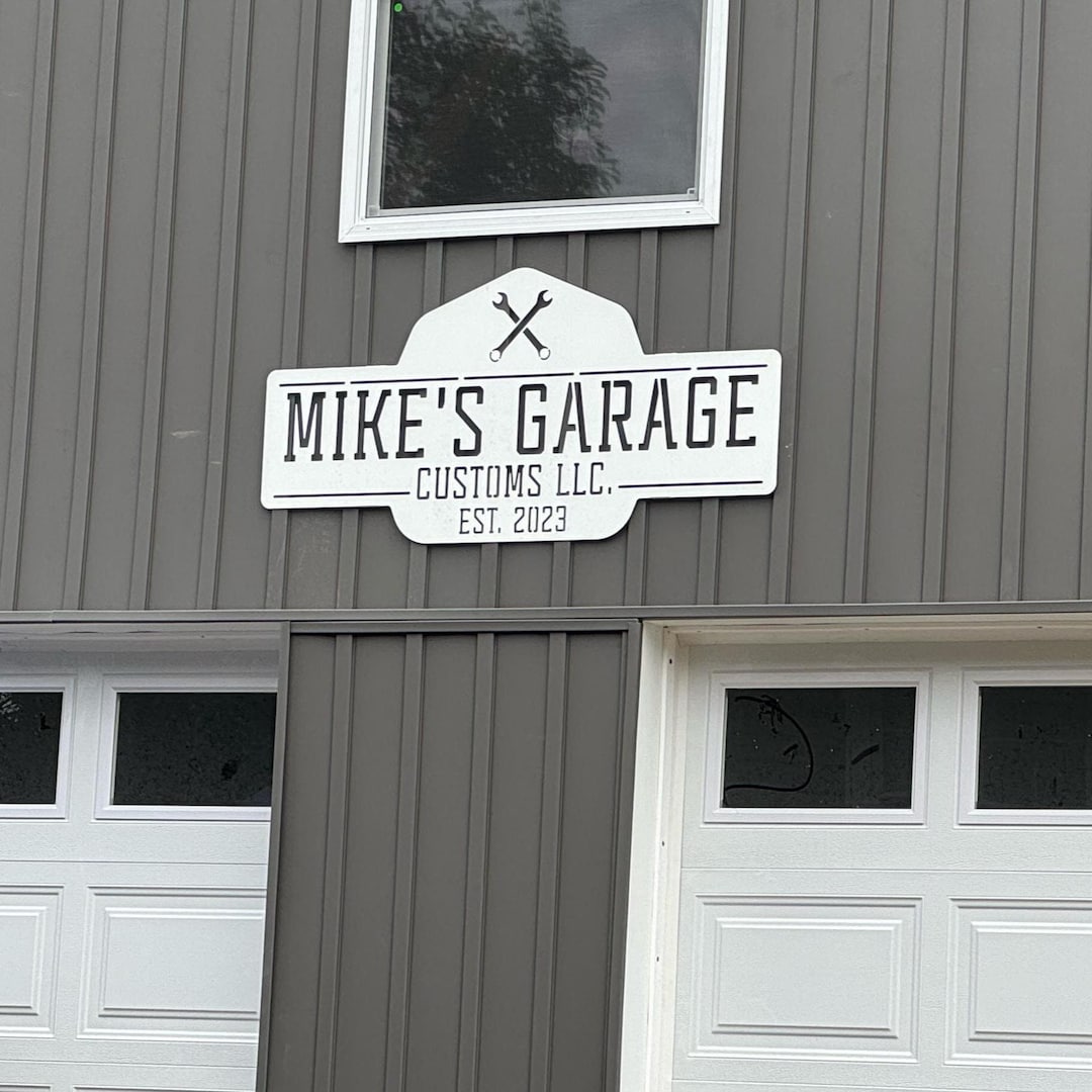 Personalized Garage Name Sign, Metal Workshop Decor, Fathers Day Gift ...