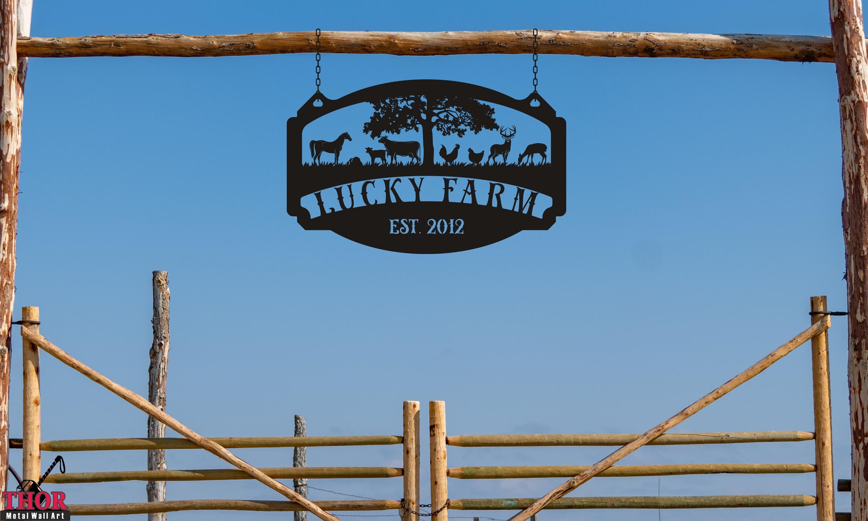 Personalized Metal Farm Sign, Ranch Gate Ornament, Barn Decor - Etsy
