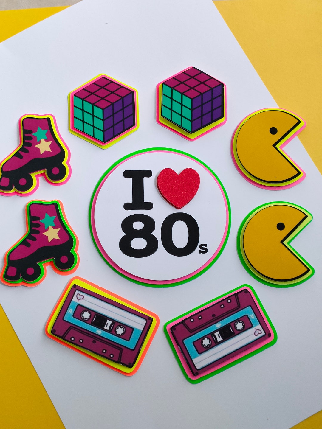 Neon 80s Theme Cake Toppers | Retro Party Decorations (set of 9) - Etsy