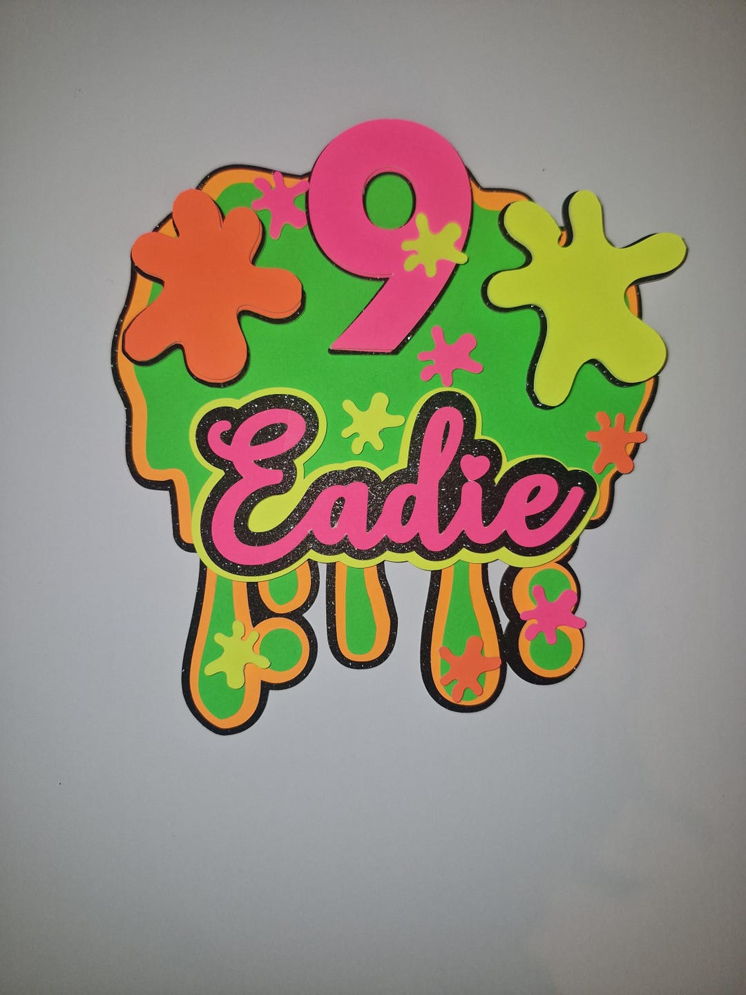 Neon Slime Cake Topper | Personalised Cake Topper | Neon Cake Topper ...