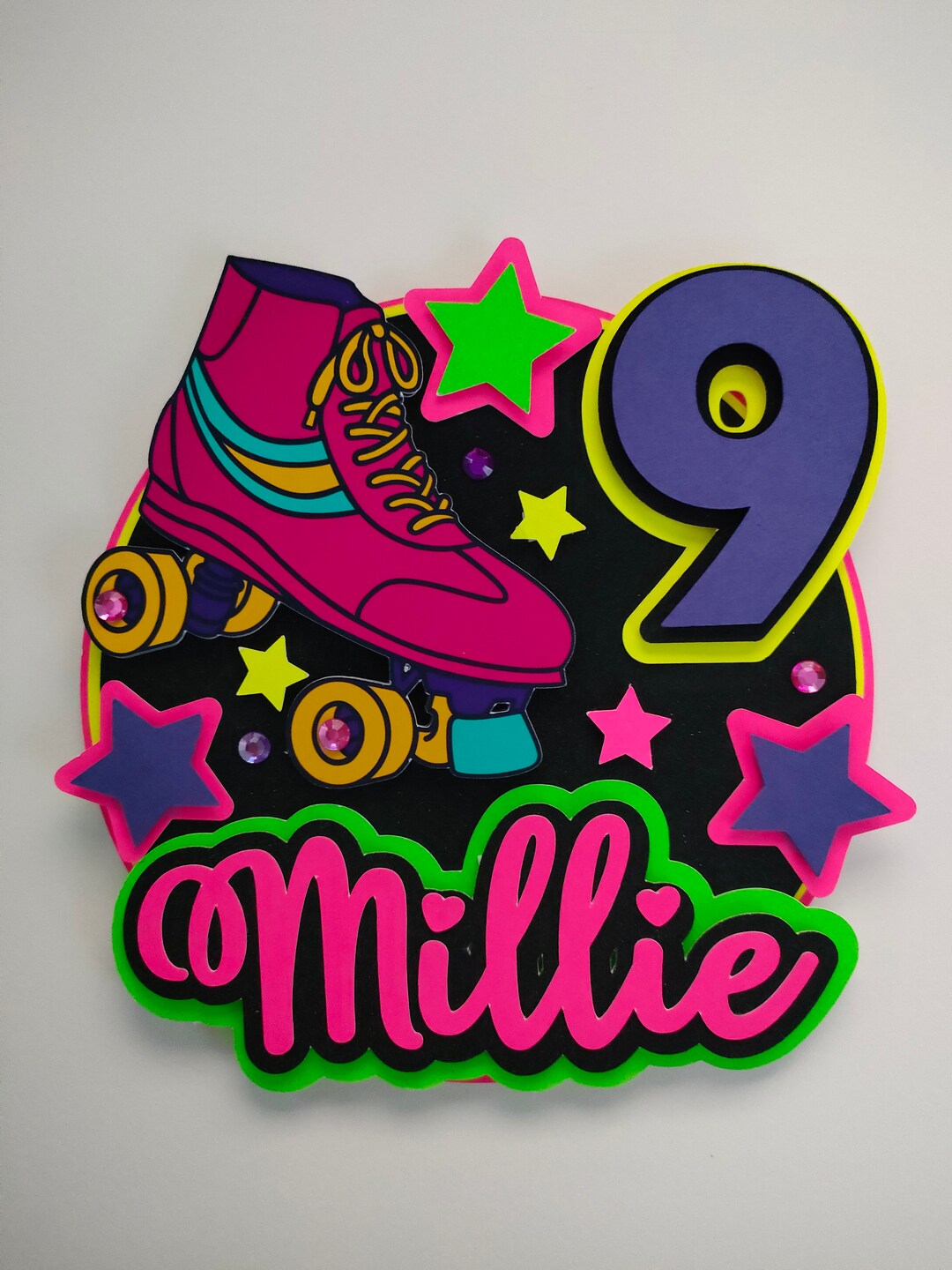 Roller Skates Cake Topper Disco Cake Topper Neon Cake Topper 80s Cake ...