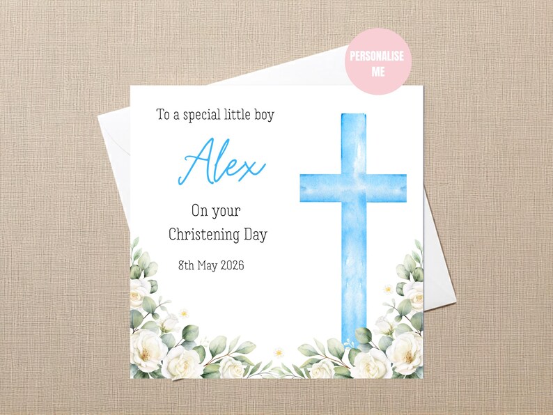 Personalised Boy Christening Card | Baptism Card | Special Little Boy ...