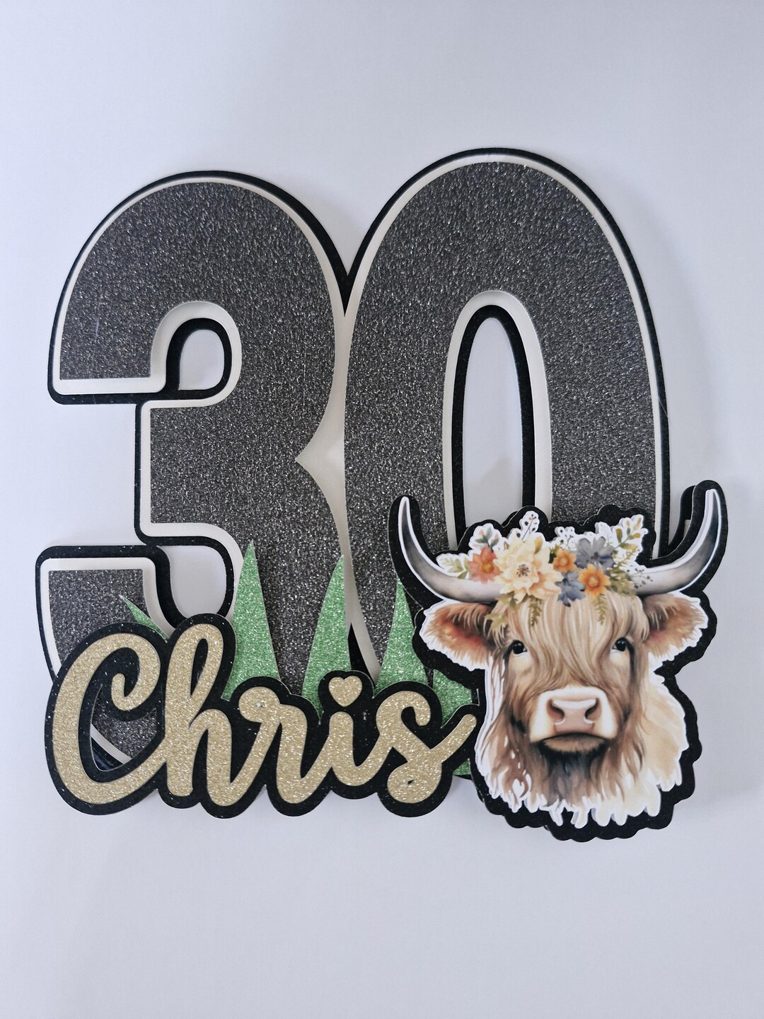 Highland Cow Cake Topper | Cow Cake Topper | Farm Cake Topper | Animal ...