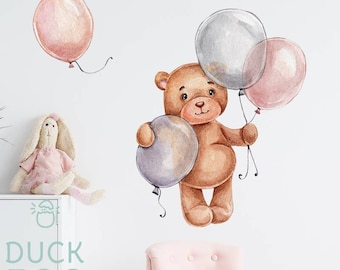 Bear Little Woodland Friends Fabric Wall Stickers Removable & Reusable ...