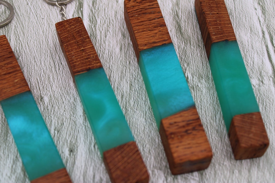 Wood/epoxy Resin Handmade Keychain - Etsy