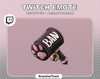 Fluffy Paw BAN Hammer EMOTE / Twitch Discord Stream Youtube Pastel Cute ...
