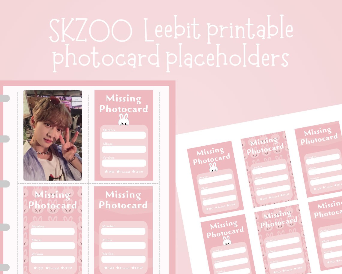 SKZOO Leebit Printable Photocard Placeholders - Etsy