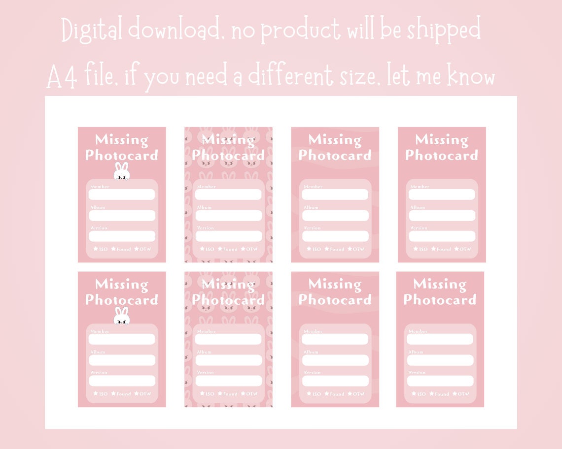 SKZOO Leebit Printable Photocard Placeholders - Etsy