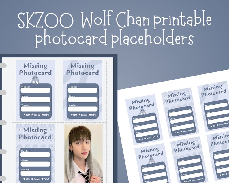 SKZOO Wolf Chan Printable Photocard Placeholders - Etsy