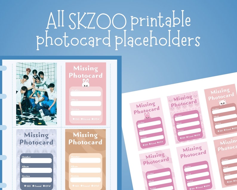 All SKZOO Printable Photocard Placeholders - Etsy