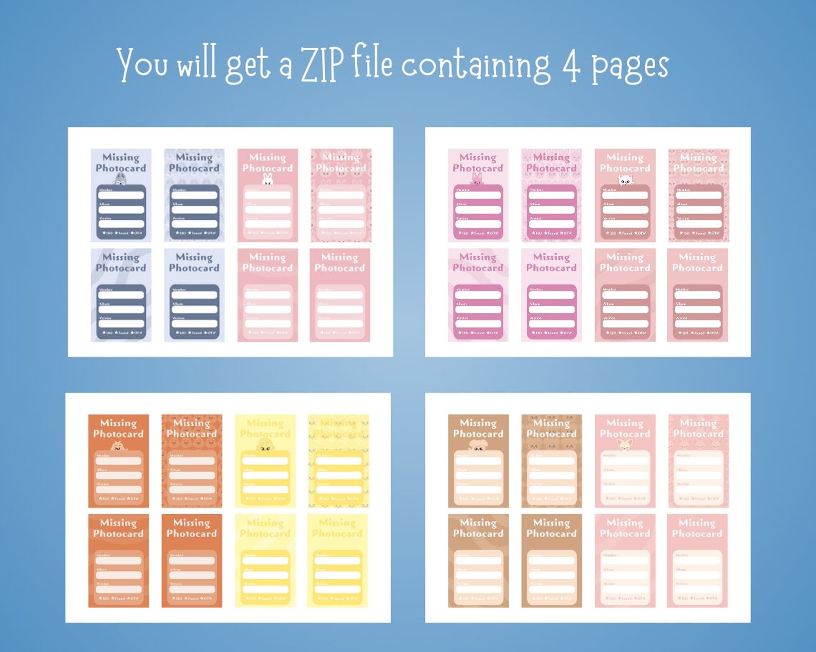 All SKZOO Printable Photocard Placeholders - Etsy