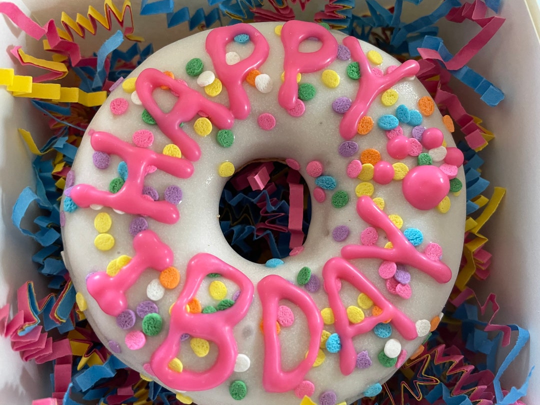 HAPPY BDAY Confetti Dog Donut Treat Cupcake Gift Box Gotcha Day Dog ...