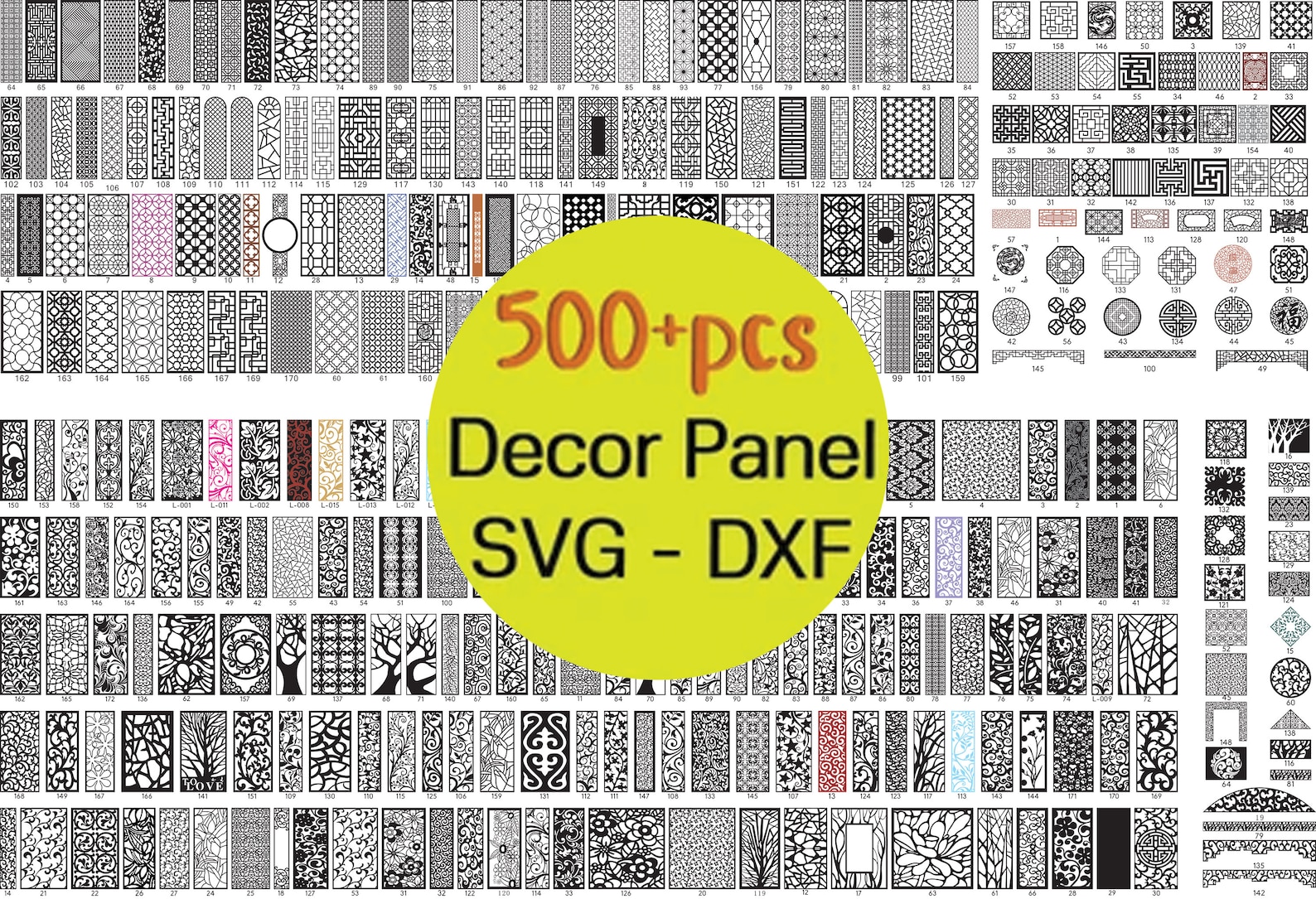 Panel Collection 500+cnc Files Panel Dxf Svg,lightburn Art Library for ...