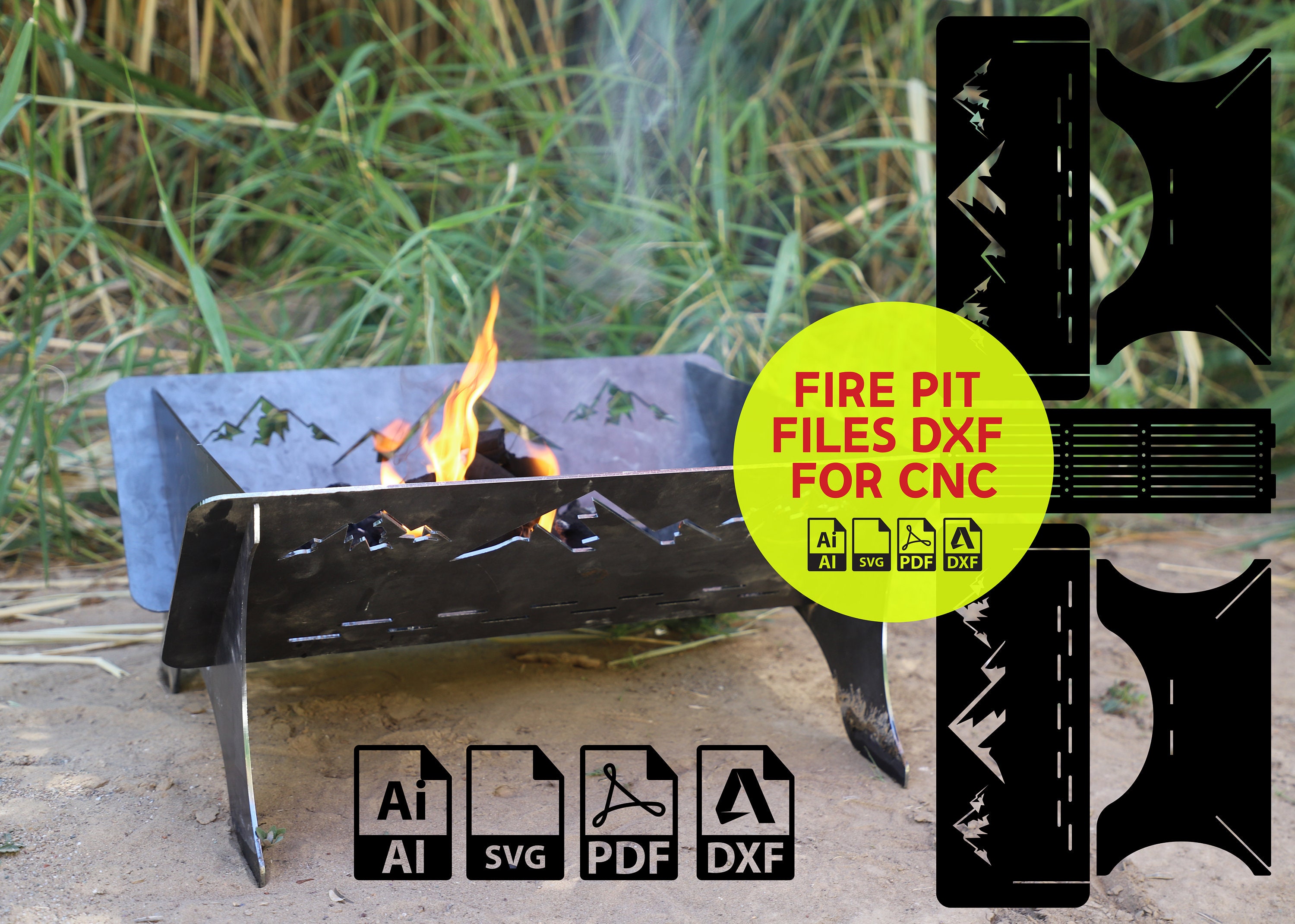 Fire Pit Dxf Svg Fire Pit Plasma Cut File Portable Grill Fire - Etsy ...