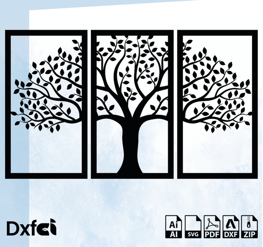 Tree Decor Wall Art Decor Drawings Ai Pdf & Dxf Svg , Lightburn ,circut ...