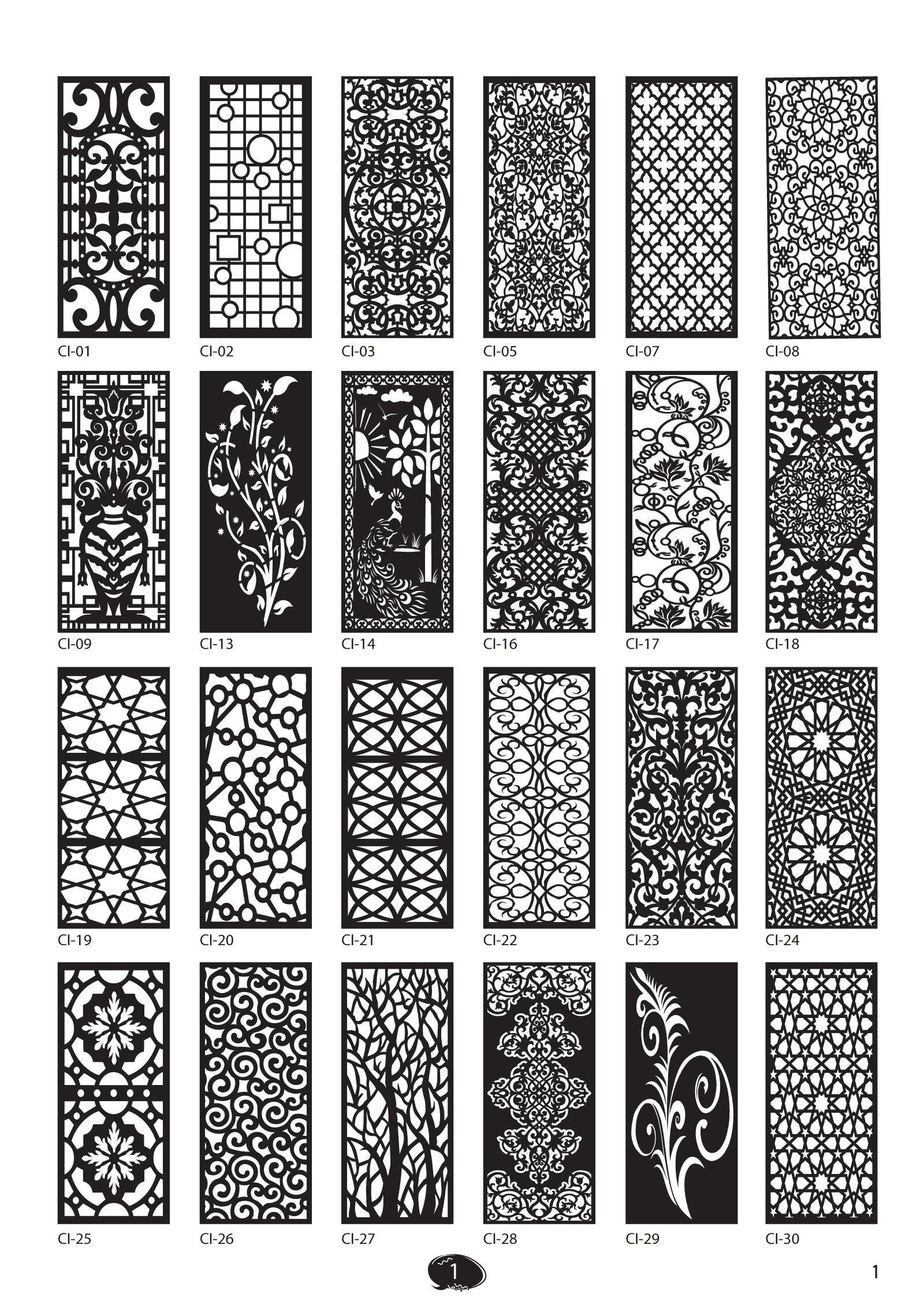 Screen Pattern Collection 1, 54 Pcs Panel Dxf Files Various Pattern ...