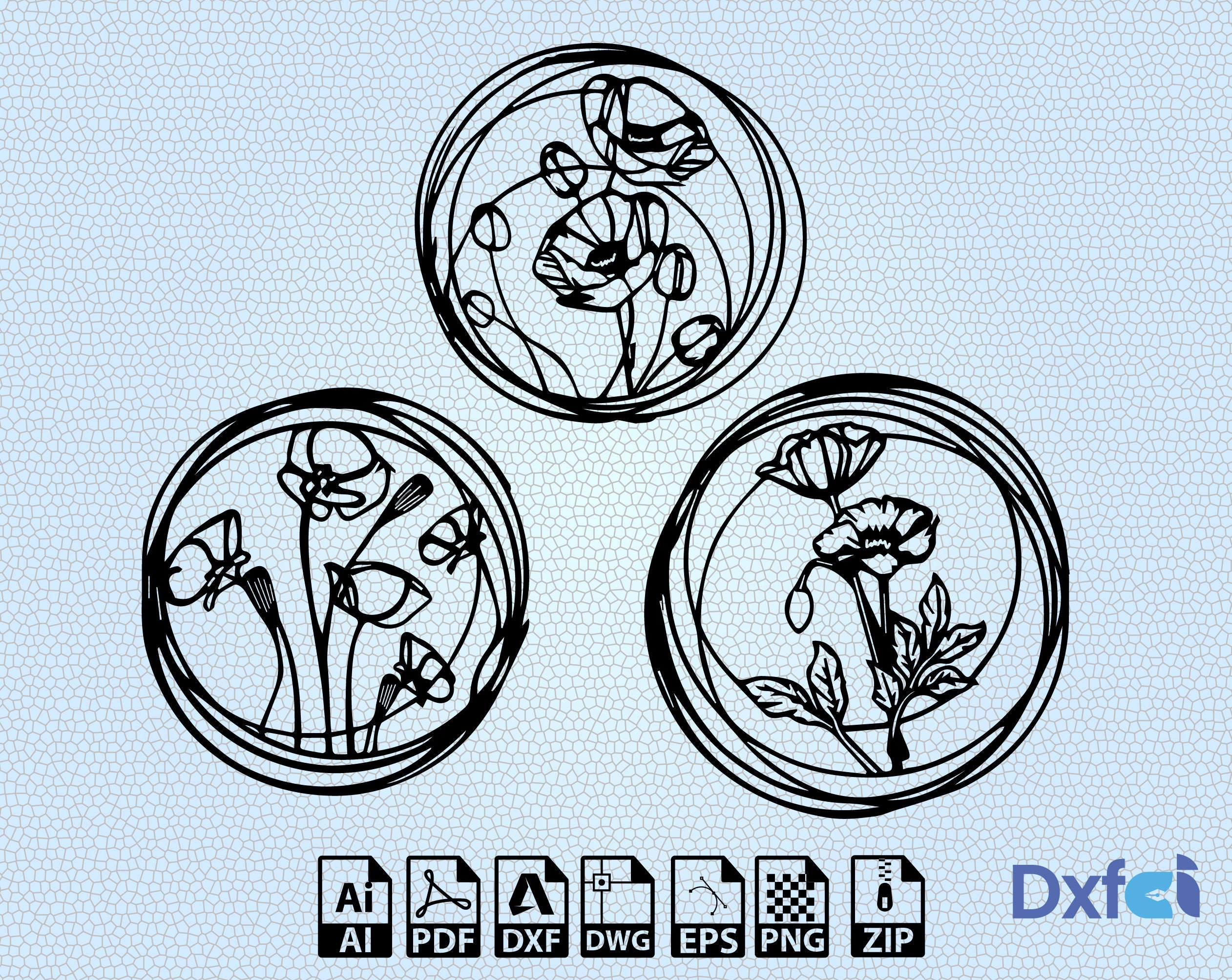 Poppy Flower Svg Wall Decorative File Dxf Svg Ai for Laser Cutting or ...