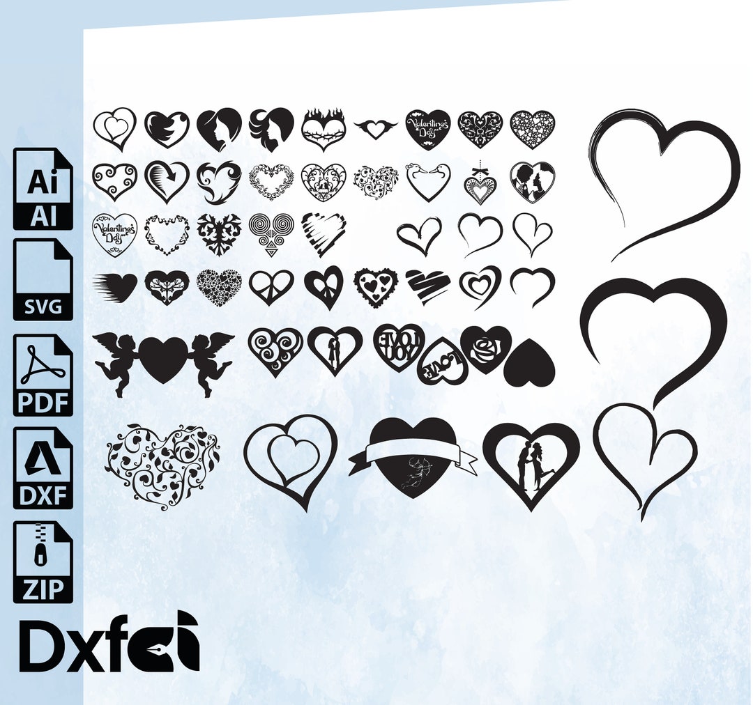 HEART Bundel SVG, HEART Doodle Svg, Heart Svg Cut Files for Cricut ...