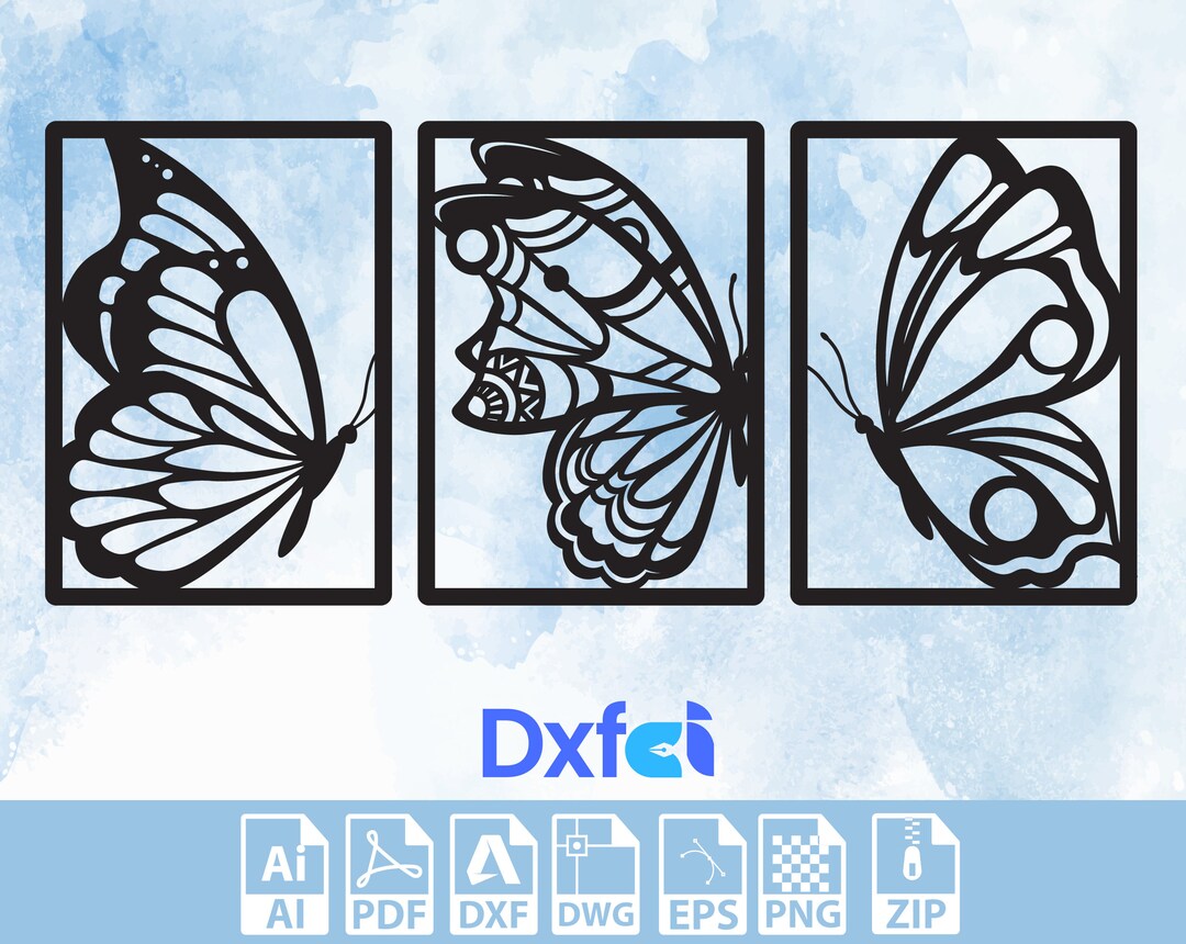 Butterfly, Butterfly Svg, Butterflies Dxf, Dxf, Svg, Eps, Png Files ...