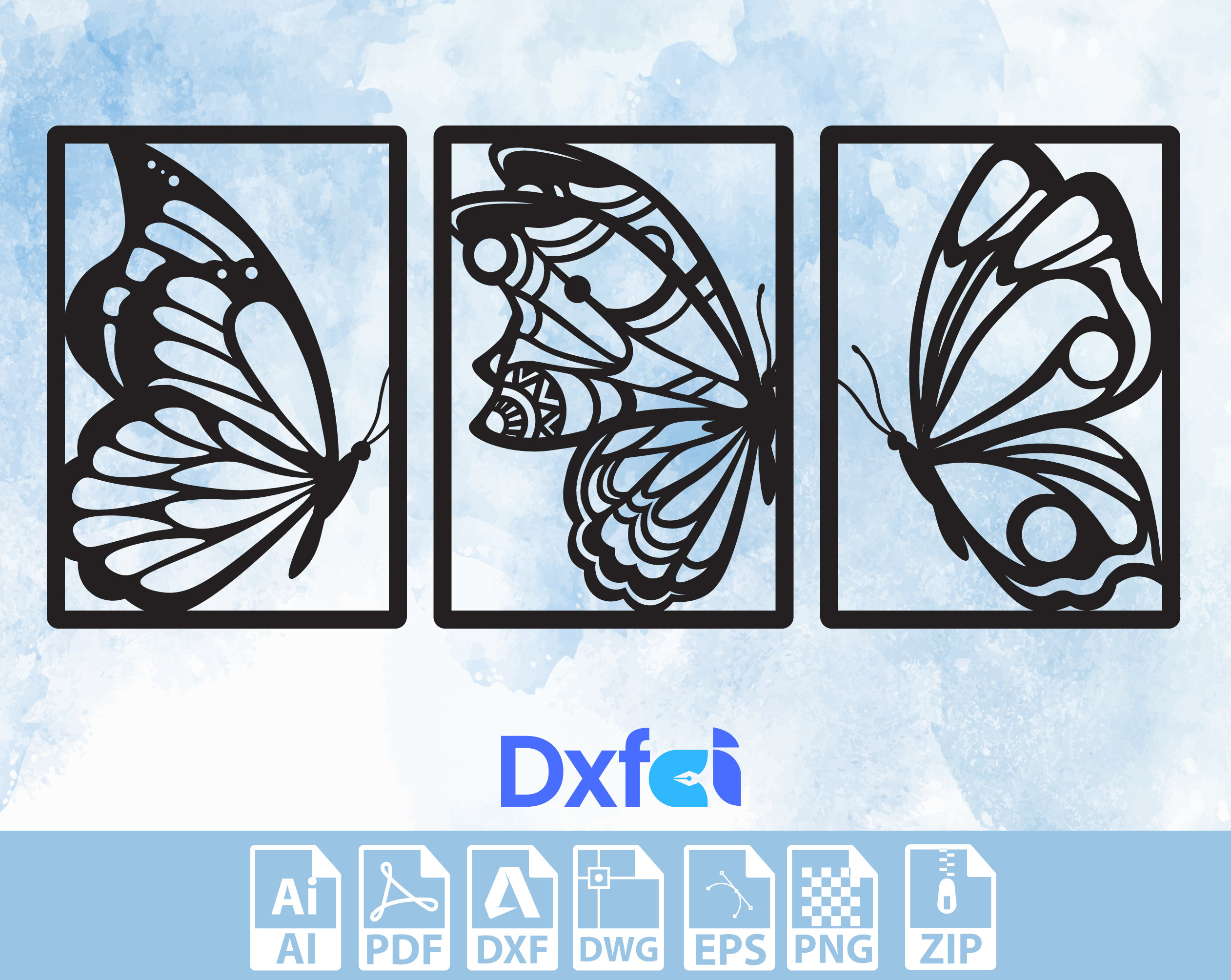 Butterfly, Butterfly Svg, Butterflies Dxf, Dxf, Svg, Eps, Png Files ...