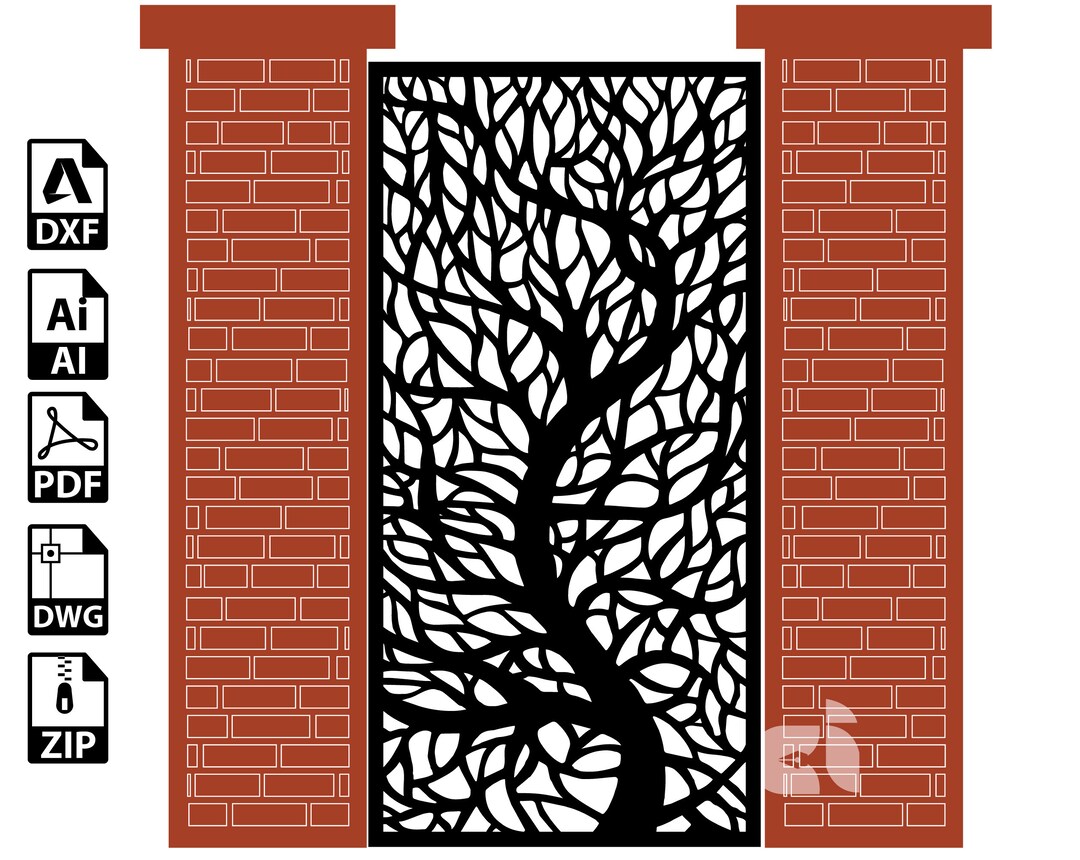 Tree Panels DXF Leafs Set, Tree Panel, Floral Patterns, Tree Wall Art ...