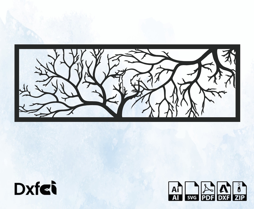 Canvas Svg Dxf Files Tree Leaf Dxf Svg Files Laser Cutting Metal and ...