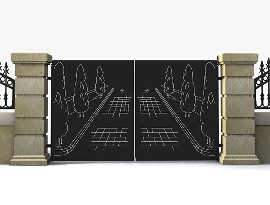 Wrought Iron Gate Design Dxf Files Svg Files Farm Gate Design Vector ...