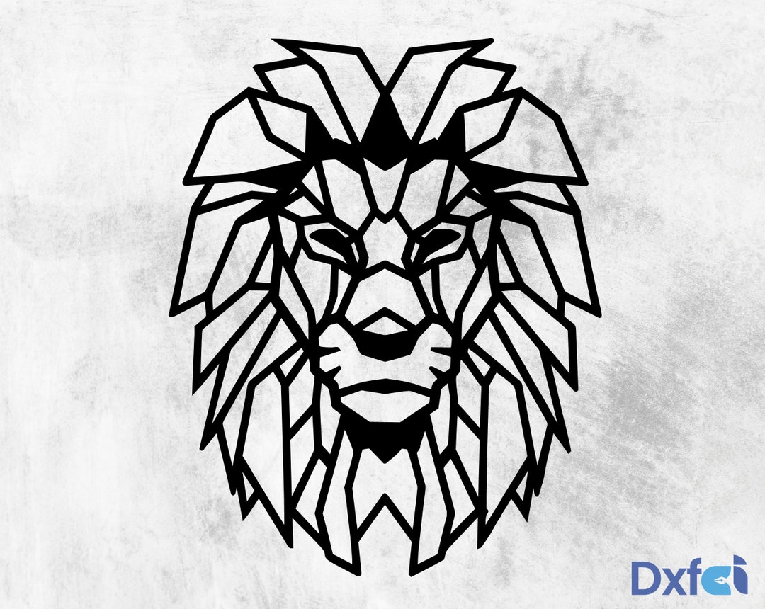 Geometric Lion Svg Lion King Svg Portrait DXF File for Laser and Plasma ...