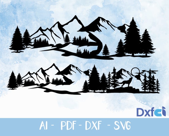 Mountain Design Laser Cut Svg Ai Pdf Dxf Files Wall Sticker - Etsy