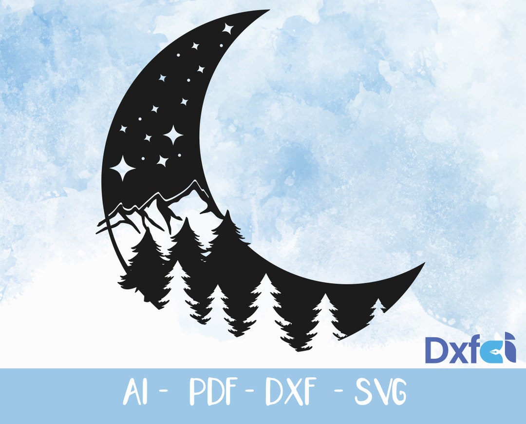 Moon Design Laser Cut Svg Ai Pdf Dxf Files Wall Sticker Engraving ...