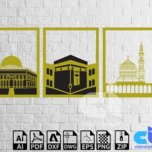 Abe Svg 2 Islamic Mecca Svg, Laser Cut Dxf Filesmasjid an - Nabawi ...