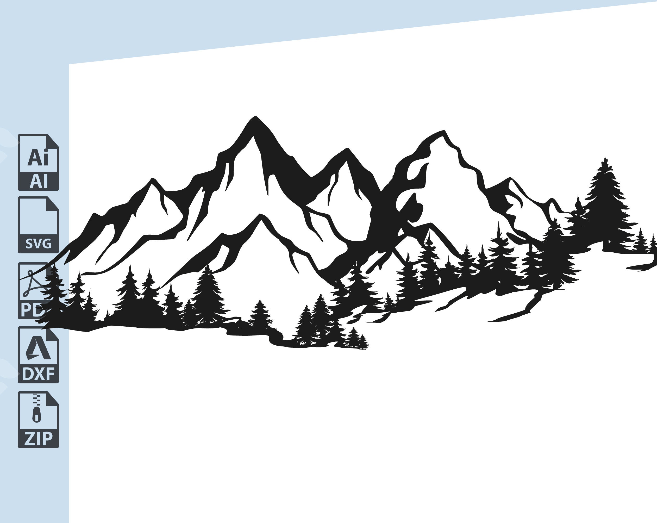 Mountain Dxf Svg Png Files forest Laser Cut Dxf Files - Etsy