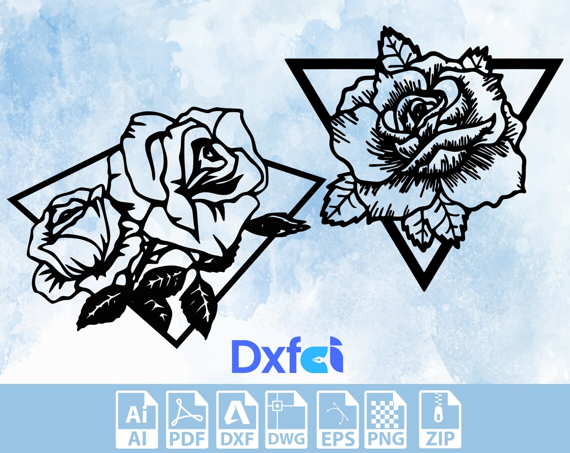 Rose Dxf File, Rose, Rose Flower Dxf, Flower, Dxf, Svg, Eps, Png Files ...