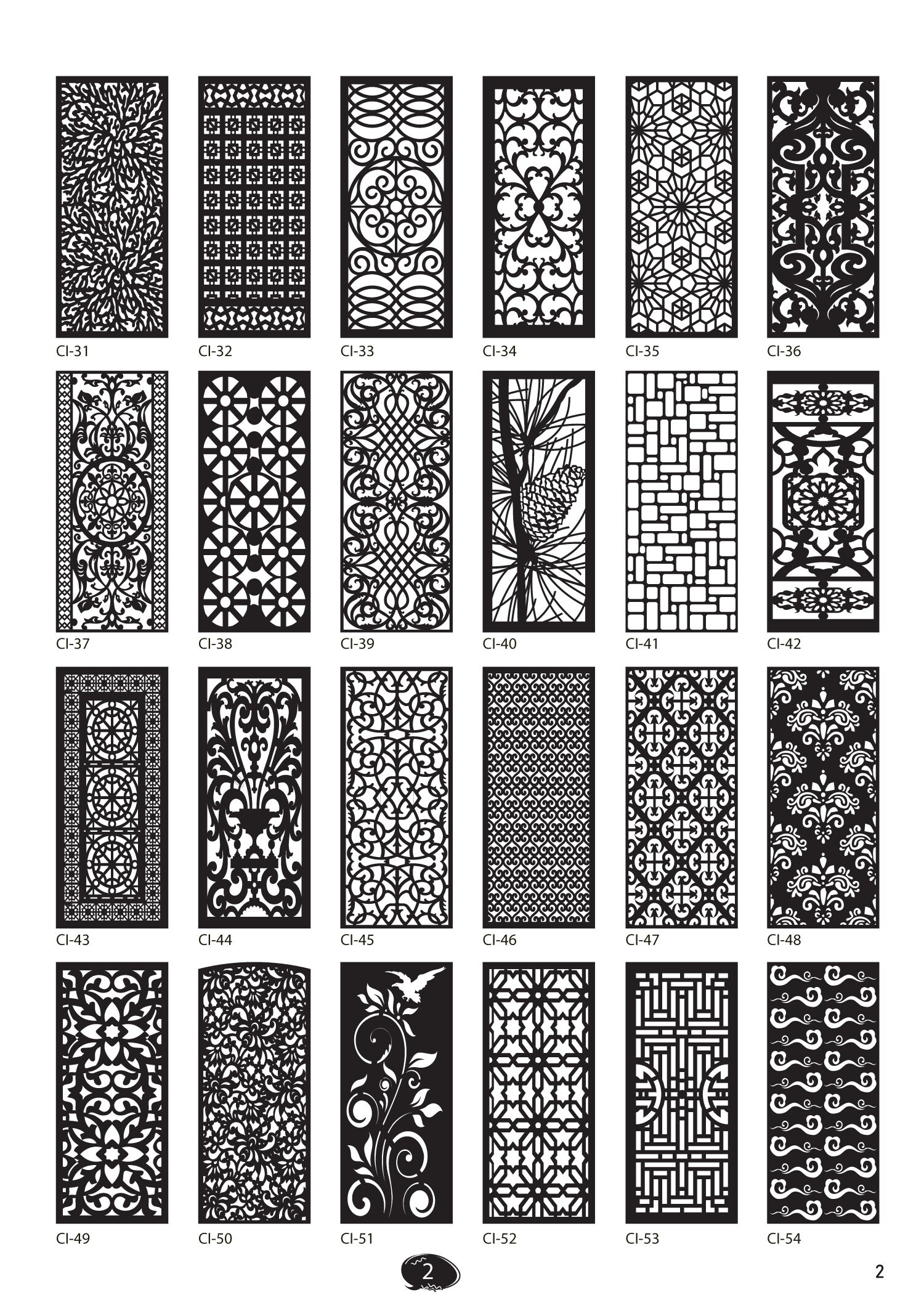 Screen Pattern Collection 1, 54 Pcs Panel Dxf Files Various Pattern ...