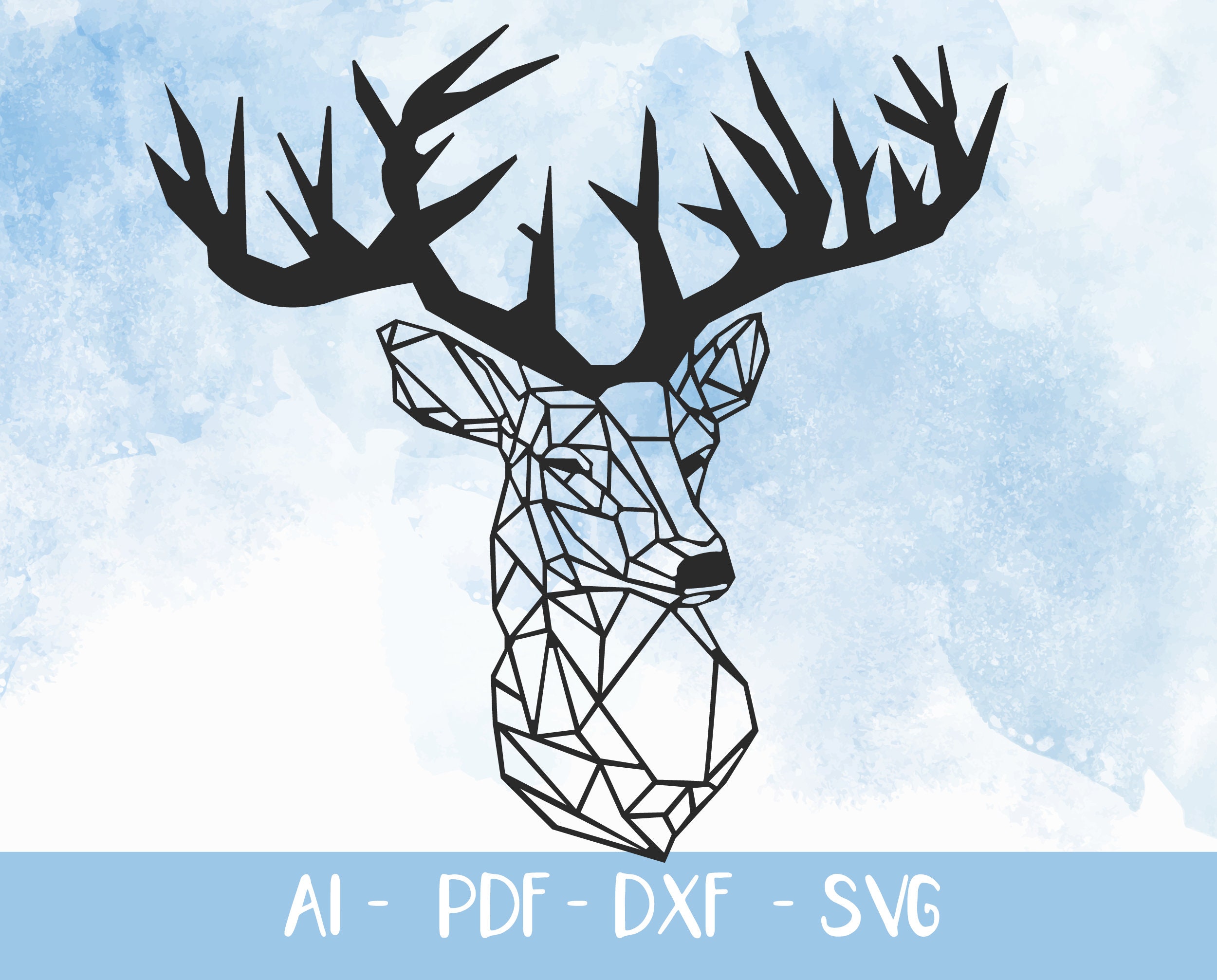 Deer Wall Decor Design Side View Deer Drawing Download Now Vector File ...