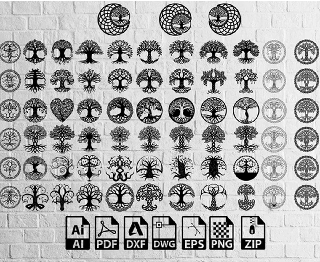 50+pcs Tree Svg Files Bundle Bohemian Tree of Life Svg,celtic Tree of ...