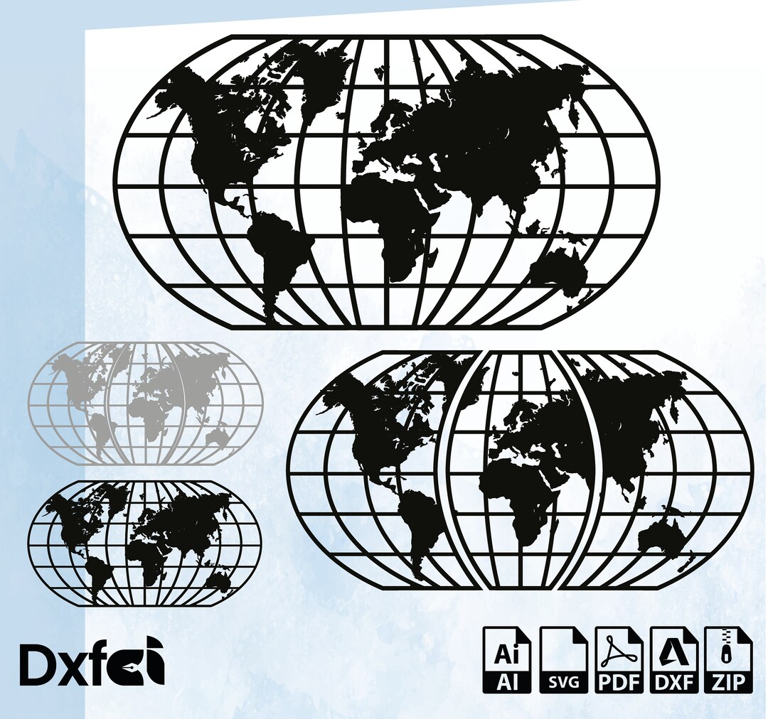 World Map Svg Maps Decor Wall Art Laser Cuts , Svg, Dxf, Plasma Cutting ...