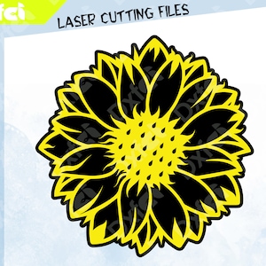 Sunflower Svg/dxf Sunflower and Leaf Sunflower Clipart Laser Cut Files ...