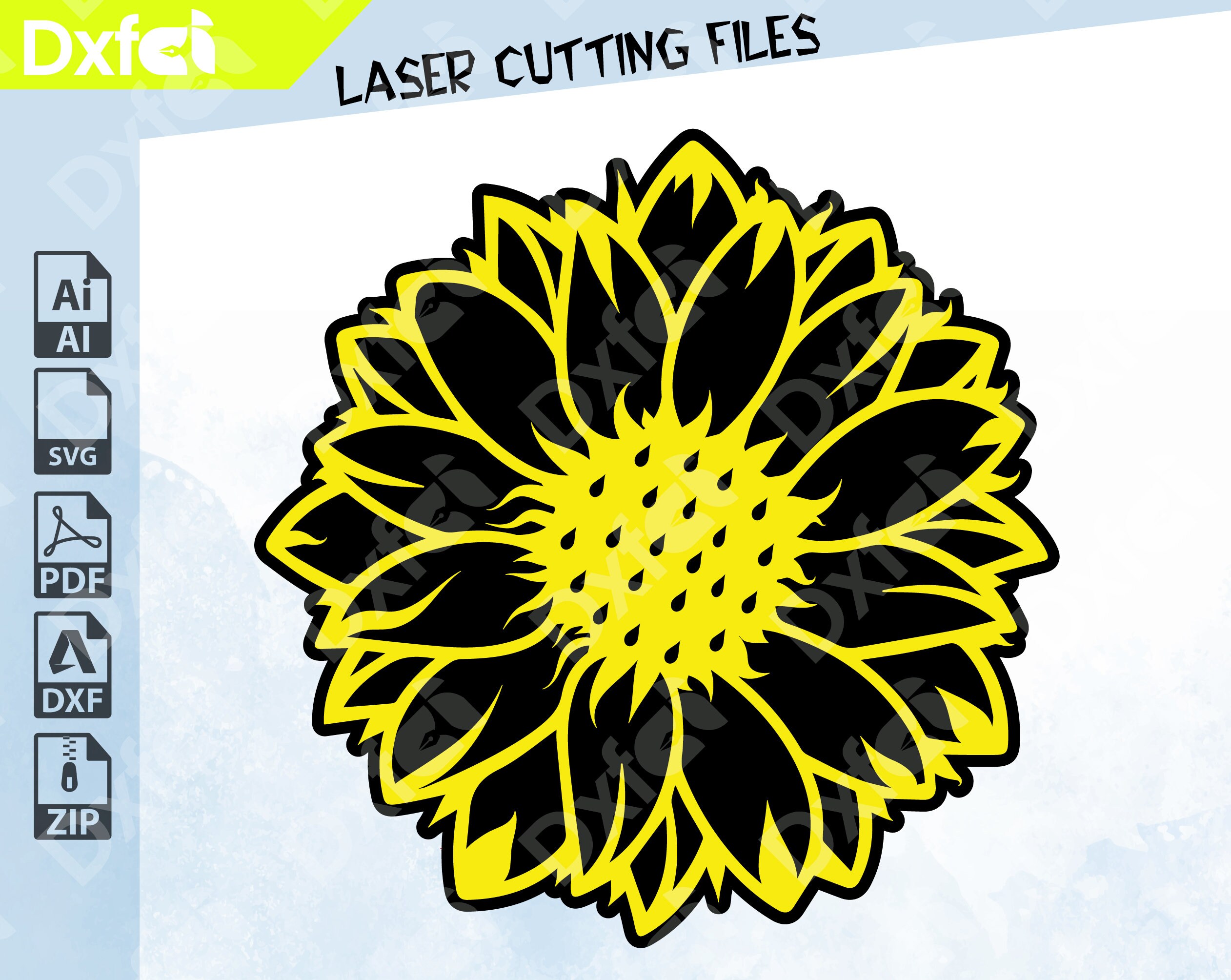 Sunflower Svg/dxf Sunflower and Leaf Sunflower Clipart Laser - Etsy