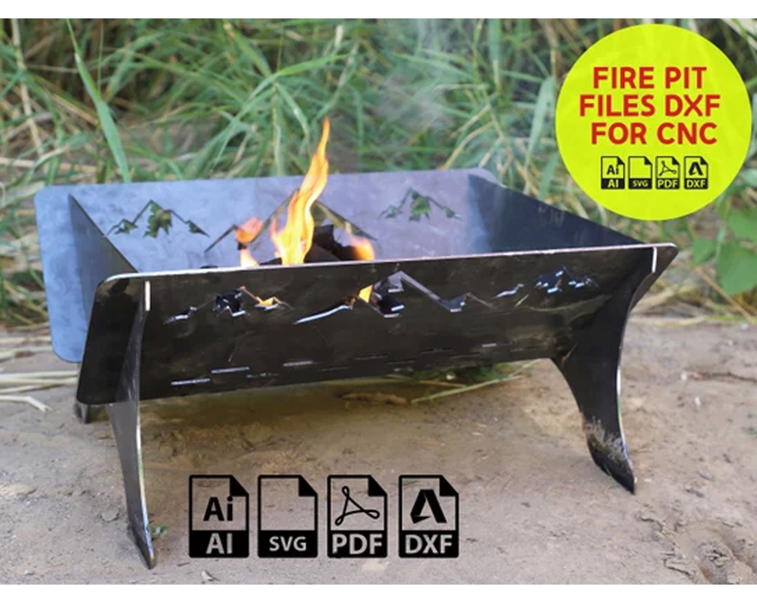 Fire Pit Dxf Svg Fire Pit Plasma Cut File Portable Grill Fire Pit ...