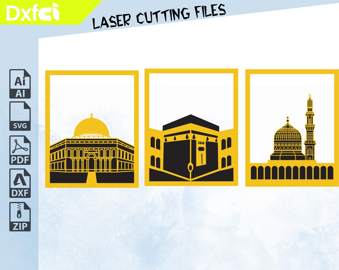 Abe Svg 2 Islamic Mecca Svg, Laser Cut Dxf Filesmasjid an - Nabawi ...